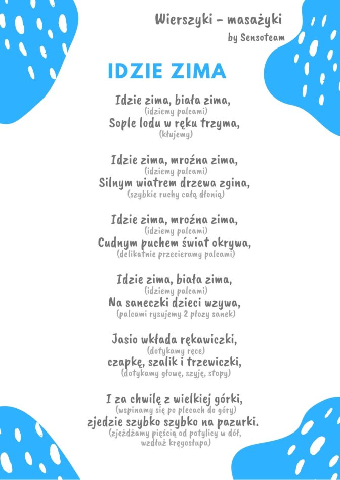 Wierszyk masażyk ZIMA - Wspieranie Rozwoju Dzieci