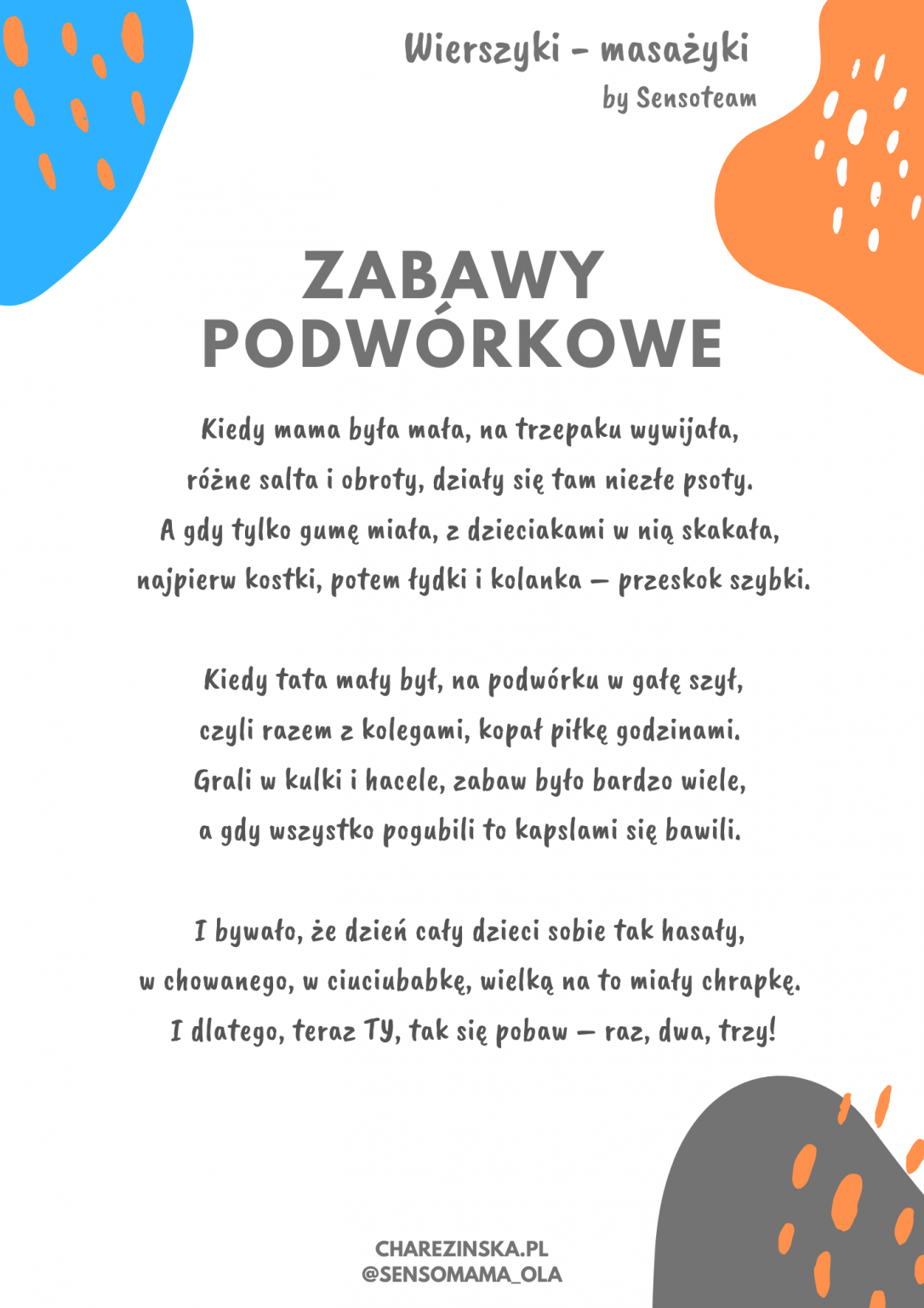 Zabawy podwórkowe - wierszyk- masażyk - Wspieranie Rozwoju Dzieci