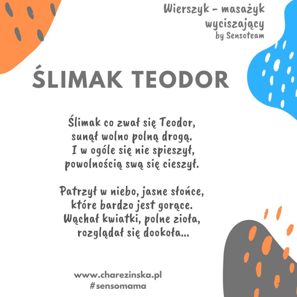 Ślimak Teodor - wierszyk masażyk do wyciszania - Wspieranie Rozwoju Dzieci