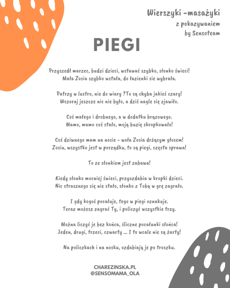 PIEGI - wierszyk masażyk z pokazywaniem - Wspieranie Rozwoju Dzieci